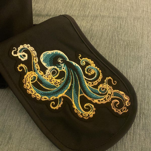 Green Octopus Embroidered Patch Iron on Embroidery Patch Mtcoffinz ...