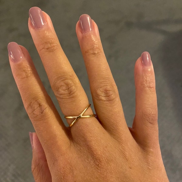 14k Gold X Ring - Etsy
