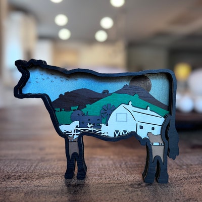 Cow, 7-layer, Svg or Pdf File. Glowforge, Laser Cut, Multilayer, Farm ...