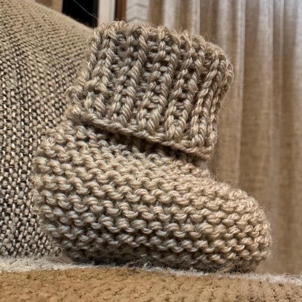 Easy Knit Baby Booties Pattern: Beginner Garter Stitch (PDF Download 0 ...