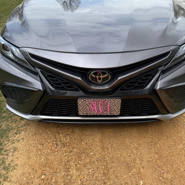 Personalized Leopard Cheetah Glitter Car Tag Vine Monogrammed License ...