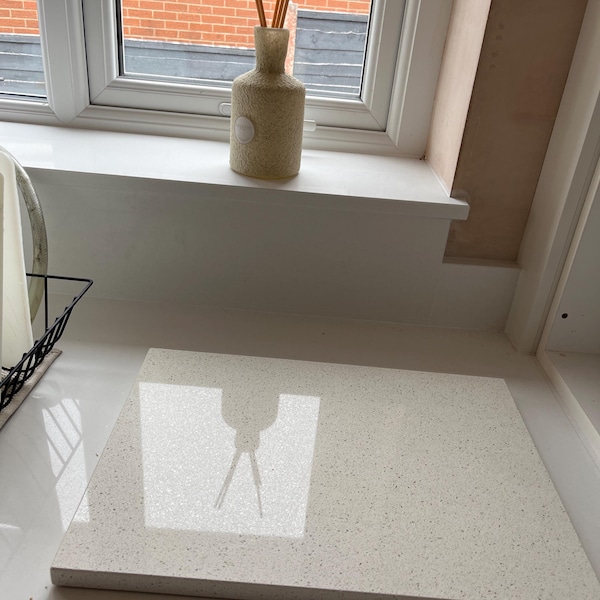 Large Misterio White Quartz Chopping Board BLANC OFF WHITE Grey Green ...
