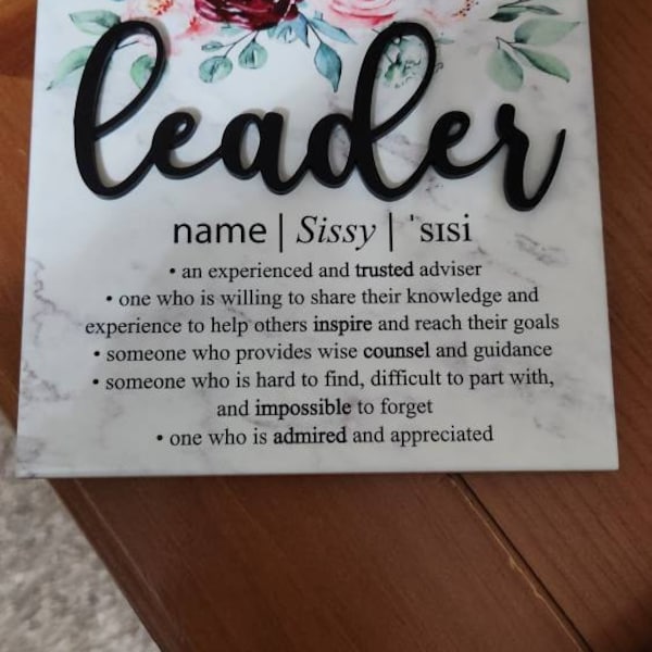 3D Marble Great Leader Definition Plaque With Stand, Thank You Mentor Sign, Boss Retirement ...