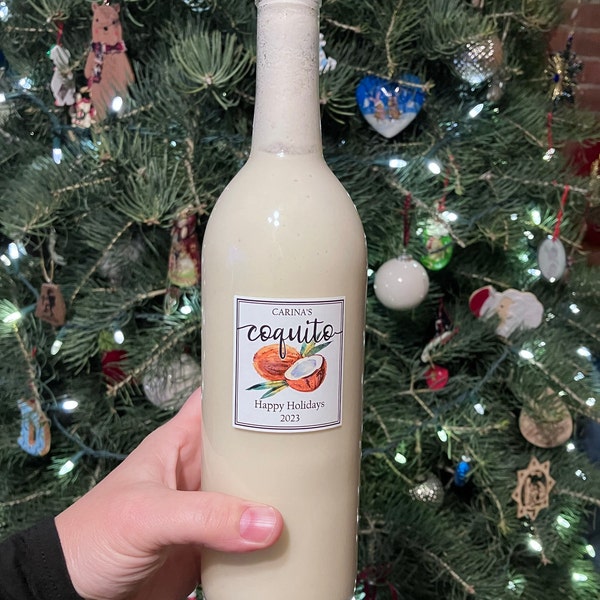Custom Coquito Labels, Printed Coquito Stickers, Personalized Coquito ...