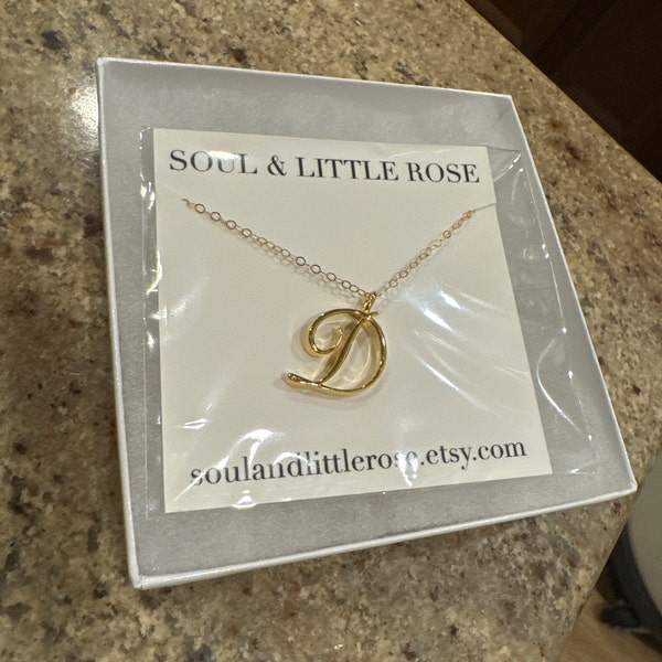 D Initial Necklace - Cursive "d" Initial Gold Pendant - Personalized ...