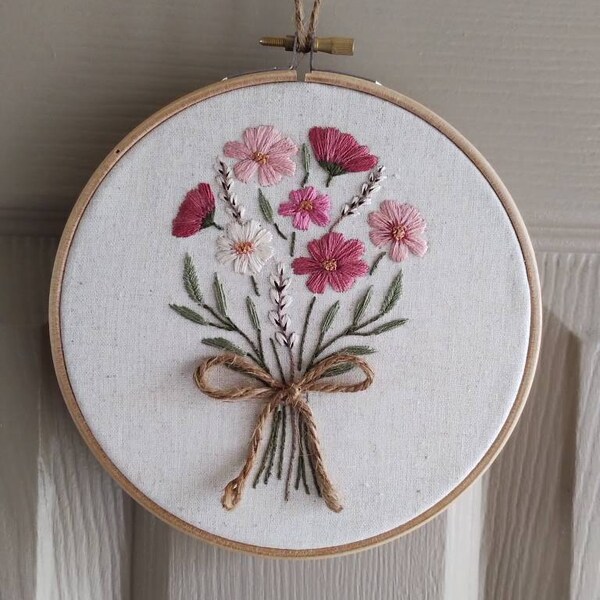 HEAT ERASABLE Pre-printed EMBROIDERY Fabric | Designer Linen | Floral ...