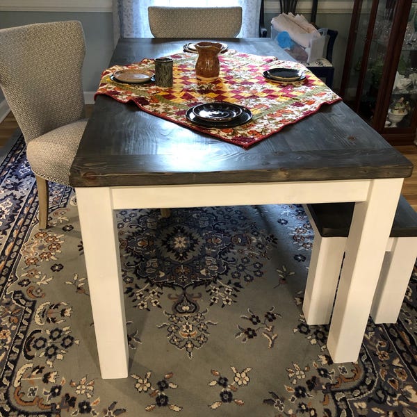 Large Farmhouse Table, Long Farmhouse Table, Big Dine Table, Kitchen ...