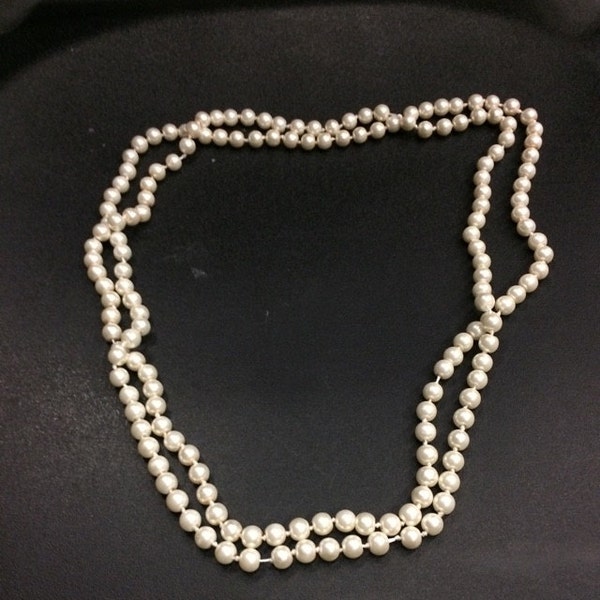 Long Strand Pearls, Faux Pearl Necklace, 60" Pearl Necklace, Glass ...