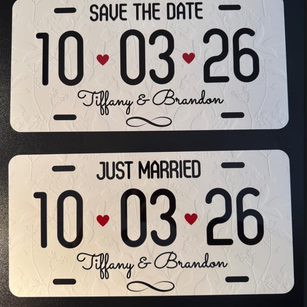 Custom Wedding Car License Plate, Personalized Just Married Gift - Etsy