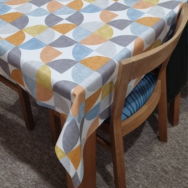 Oilcloth Wipe Clean Tablecloth Fabric - Duck Egg Blue/green Large Daisy ...