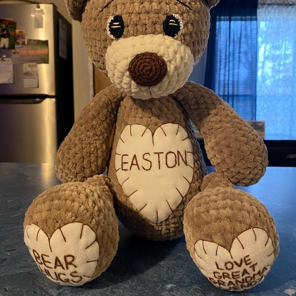 Personalized Stuffed Teddy Bear, Custom Plush, Crochet Bear - Etsy