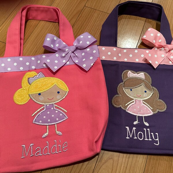 TOTE BAG Girly Girl Custom Designed and Personalized Toddler or Big Kid ...