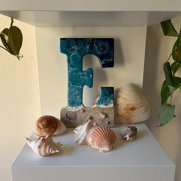 Custom Beach Themed Letter Wall Hanging | Monogram Initial | Surf Art ...