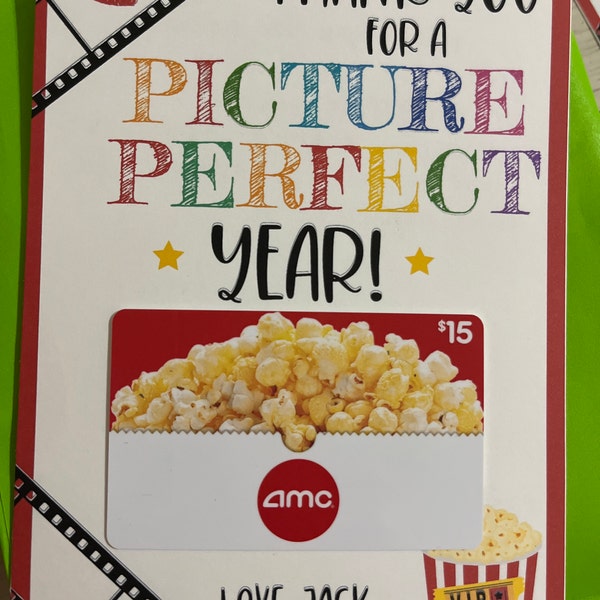 Printable/editable Thank You for a Picture Perfect Year Movie Gift Tag ...