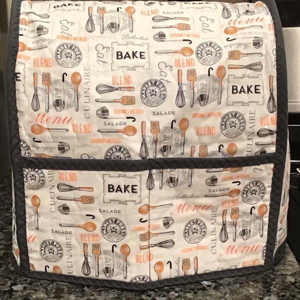 Baking Theme Kitchenaid Mixer Cover With Pockets, Quilted, Lined ...