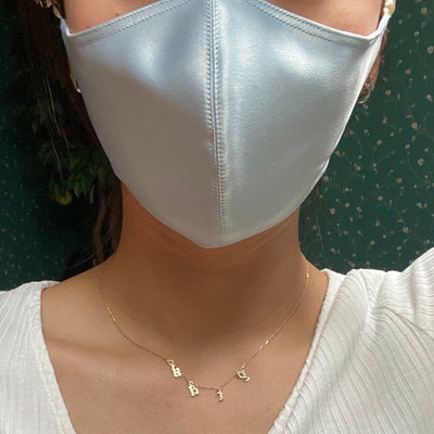 Premium Satin Face Mask With Pearl Bead Made Fabulous for Your - Etsy