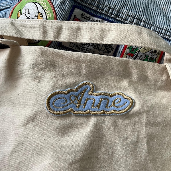 Embroidered Personalised Name Badge 100mm Wide Patch Iron on or Sew ...