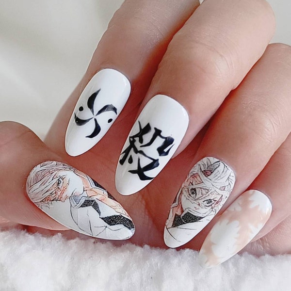 Sanemi Nails Press-on Nails Kimetsu No Yaiba Demon Slayer - Etsy