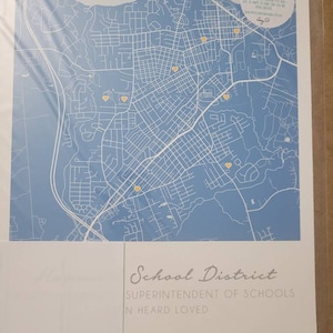 Personalized School Map, Teacher Gifts, Watercolor Print, Custom Map ...