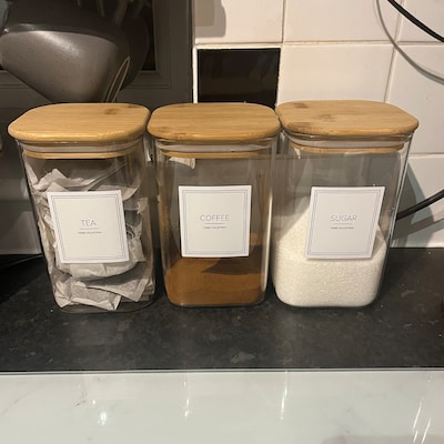 Cream Tea Coffee Sugar Labels Bundle, Waterproof & Oil Resistant ...