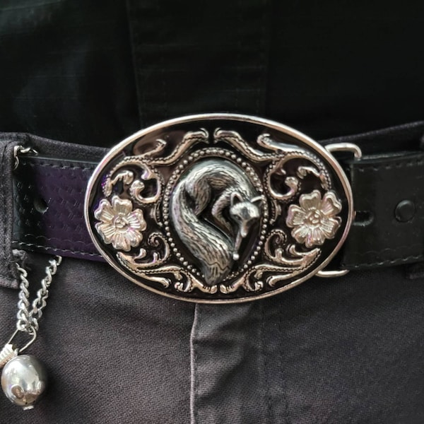 Silver Fox Belt Buckle - 3D Animal Design - Western Style Silver ...