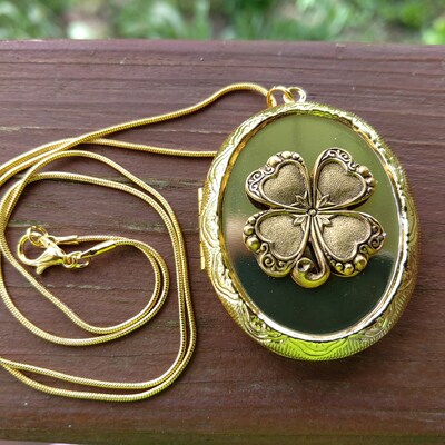 Irish Shamrock Gold Plated Locket Ireland, Clover, St. Patrick's Day ...