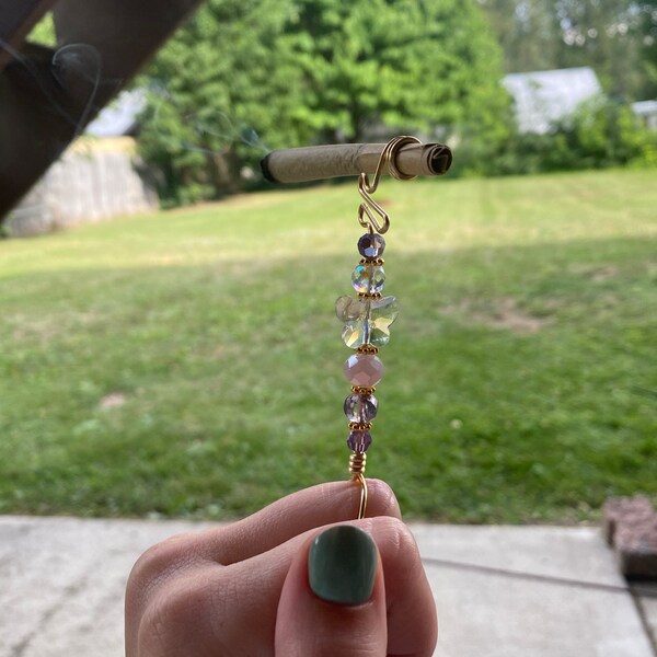 Crystal Butterfly Cigarette Holder Long Nail Protector Smoke ...