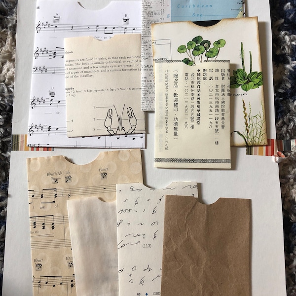 Handmade Book Page Pockets, Pack of 10, Various Sizes. Junk Journals ...