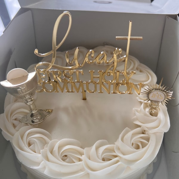 First Communion Cake Topper, Baptism Cake Topper, Personalized Baptism ...