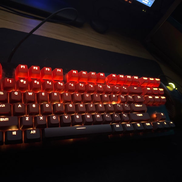 Gradient Black and Red Keycap Set, OEM Profile, Shine-through, PBT ...