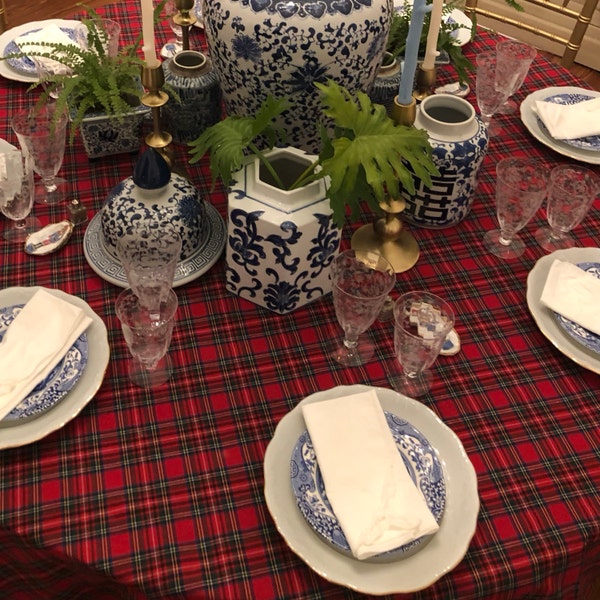 Red Royal Stewart Tartan, Wide 1.85yrd/67in, Fabric, Table Cloth, Craft ...