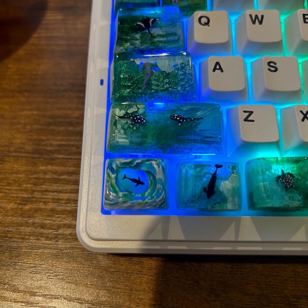 Mountains and Sea Resin Keycaps, Wales Translucent Keycaps,keycaps of ...