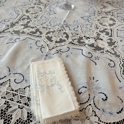 6 Gorgeous Oyster White Irish Linen Double Damask Formal Dinner Napkins ...