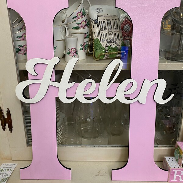 Custom Wooden Wall Name Sign Wood Big Letters Modern Nursery Bedroom ...