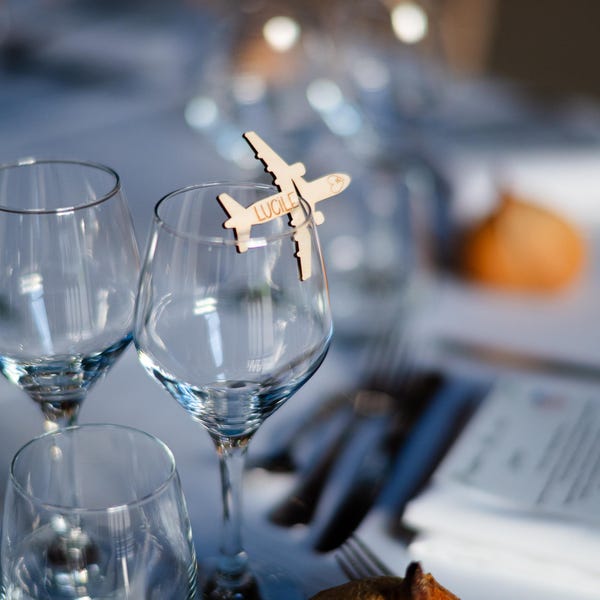 Airplane Drink Tags - Personalized Plane Glass Tags - Airplane Place ...