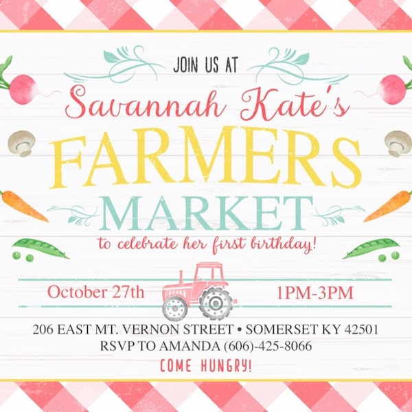 Farmers Market Birthday Invitation | Farmers Market Party Invite | Farm ...