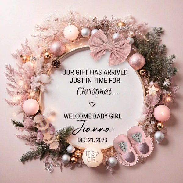Christmas Little Sister Pregnancy Announcement Digital, It's a Girl ...