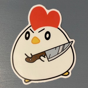Chicken With a Knife Sticker - Etsy