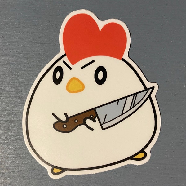 Chicken With a Knife Sticker - Etsy