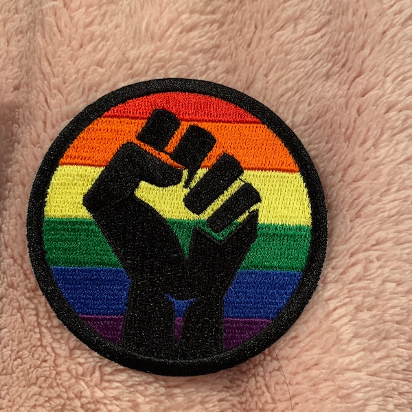 Rainbow Black Lives Matter Fist Patch BLM Pride Iron on Embroidered BD3 ...