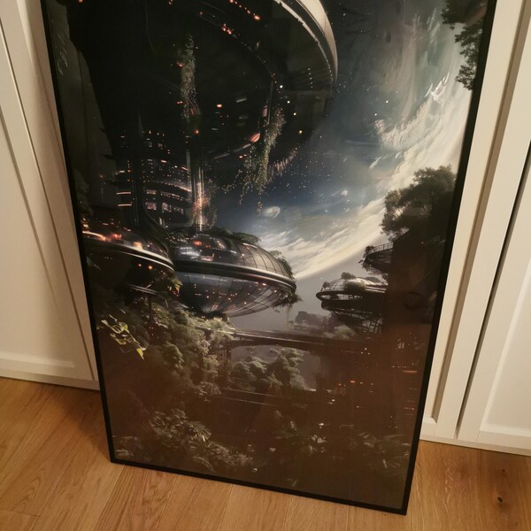 Flowing Lava Planet Framed Poster, Bridges Over Molten Magma Canvas ...