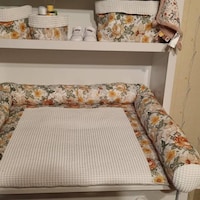 Beige Changing Mat in Fabric, Changing Pad With Accessory Baskets, Baby ...