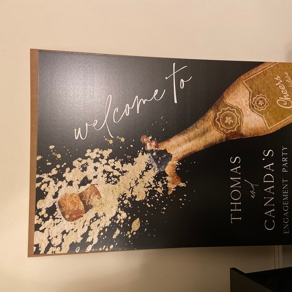 Cheers Couples Engagement Welcome Sign Champagne Bottle Engagement ...