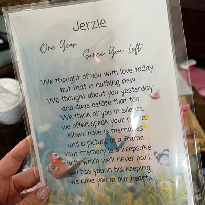 One Year Death Anniversary Grief Keepsake Card, One Year Since You Left ...