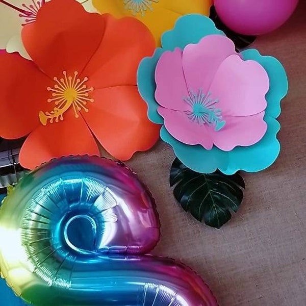 Svg Paper Flower Hibiscus Template, TROPICAL SET Hawaiian Flower,3 ...