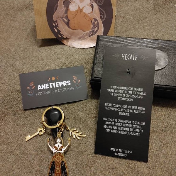 Hecate Keychain - Greek Mythology Goddess Guidance Golden Amulet ...