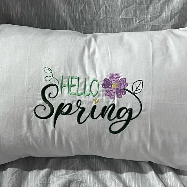 Hello Spring Embroidery Design, Machine Embroidery Design, 5 Sizes ...