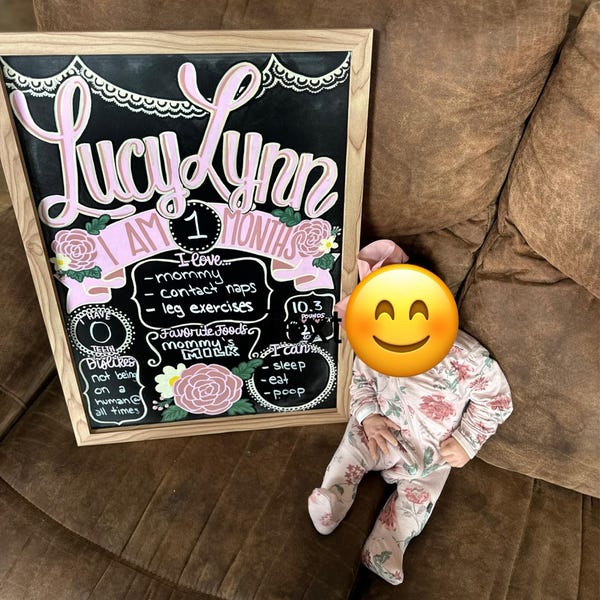17x23 Reusable Monthly Baby Milestone Chalkboard/ Personalized Photo ...