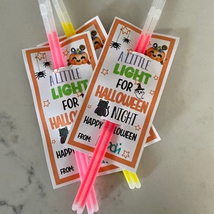 Glow Stick Tag, A Little Bit of Light for Halloween Night, Printable ...