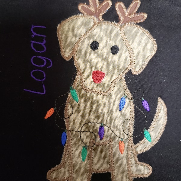 Christmas Dog Applique - Christmas Dog ZZ Applique Design - Dog ...